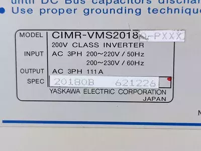 Yaskawa CIMR-VMS20180-PXXX Varispeed 626VM3